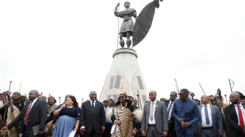 President Ramaphosa Unveils New King Shaka Statue At Durban Airport | I ...